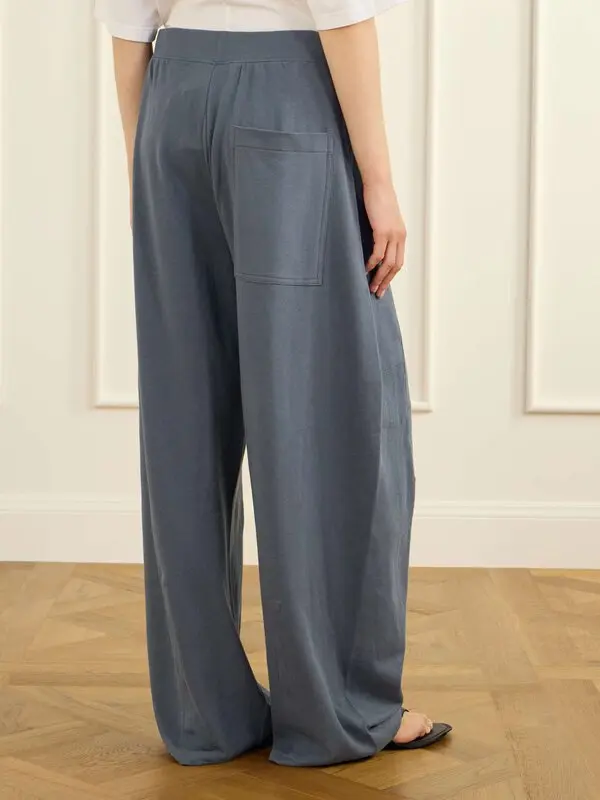 Tibi Winslow Cotton Jersey Wide-leg Track Pants - Storm Blue