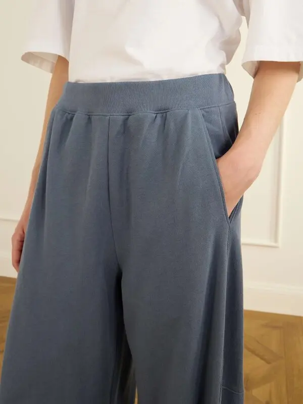 Tibi Winslow Cotton Jersey Wide-leg Track Pants - Storm Blue
