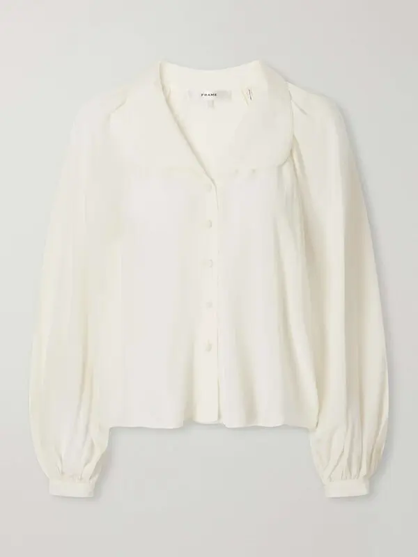 FRAME Gala Silk-crepe De Chine Blouse - Cream