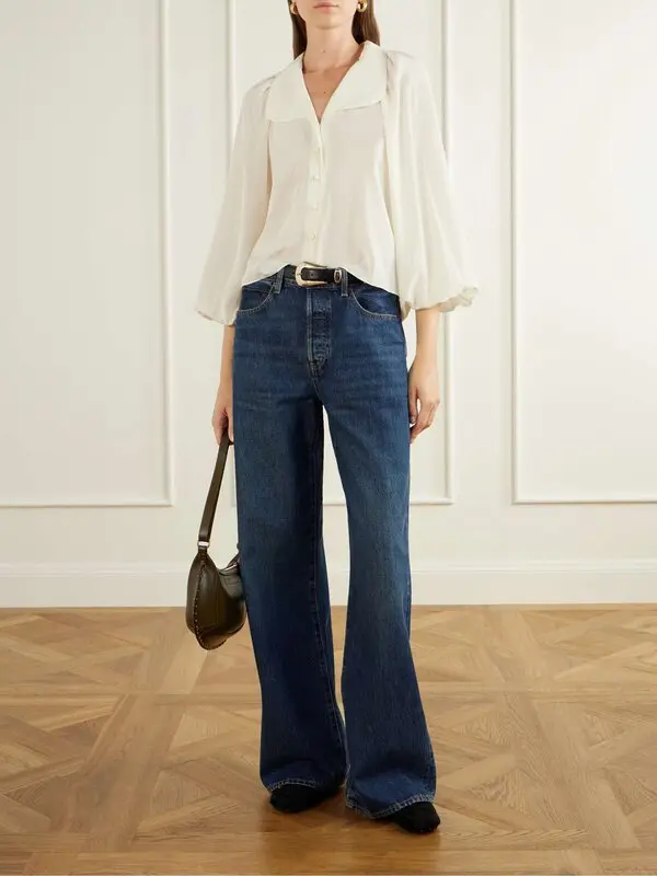 FRAME Gala Silk-crepe De Chine Blouse - Cream