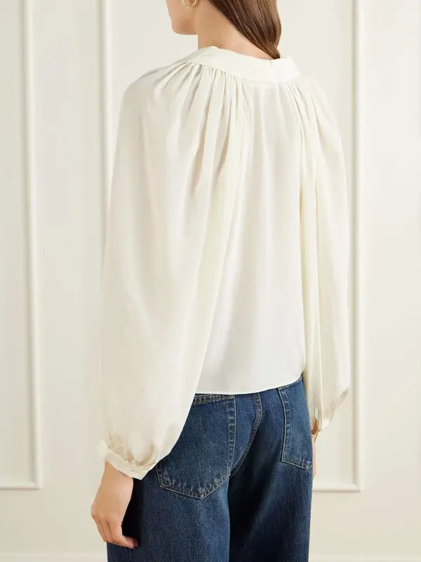 FRAME Gala Silk-crepe De Chine Blouse - Cream