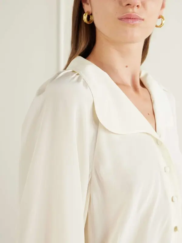 FRAME Gala Silk-crepe De Chine Blouse - Cream
