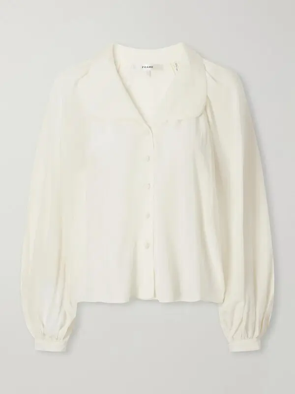 FRAME Gala Silk-crepe De Chine Blouse - Neutrals