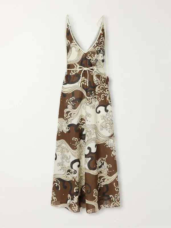 ALEMAIS Otis Printed Ramie Midi Dress