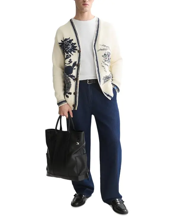 Scotch & Soda Intarsia Knit Flower Cardigan Sweater