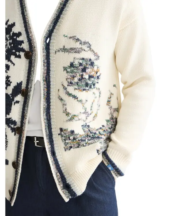 Scotch & Soda Intarsia Knit Flower Cardigan Sweater