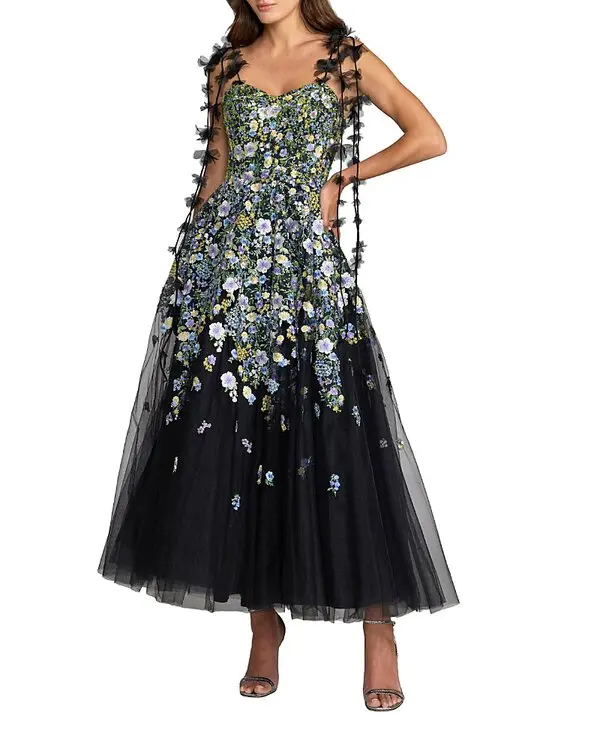 Mac Duggal Embroidered Sweetheart Neck A-line Gown - Black Multi