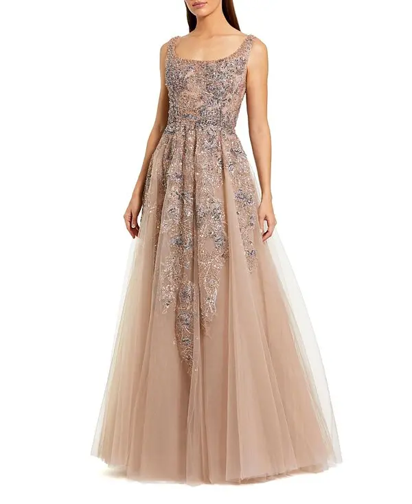 Mac Duggal Hand Embellished Tulle A-line Gown