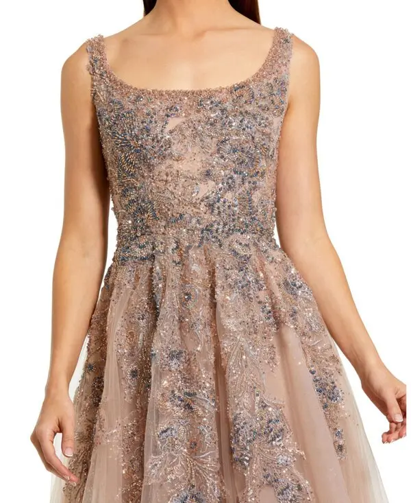Mac Duggal Hand Embellished Tulle A-line Gown