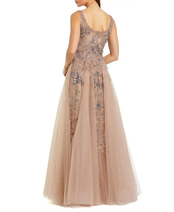 Mac Duggal Hand Embellished Tulle A-line Gown