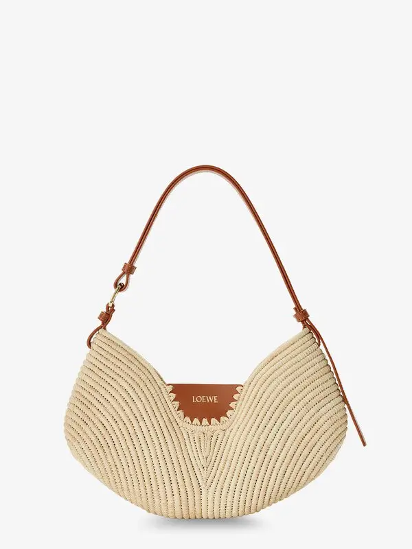 Loewe Paula's Ibizaswing Leather And Raffia Shoulder Bag