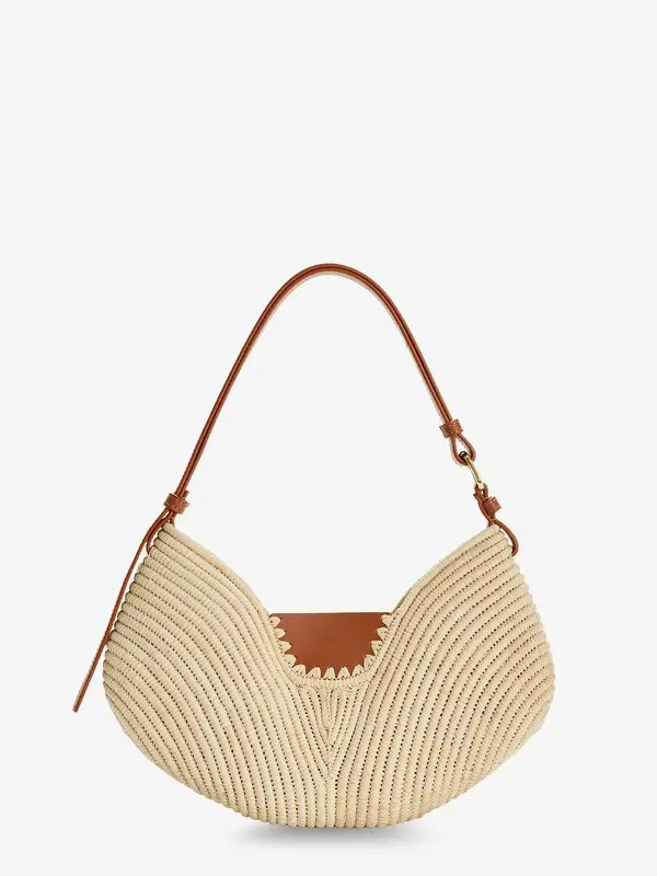 Loewe Paula's Ibizaswing Leather And Raffia Shoulder Bag
