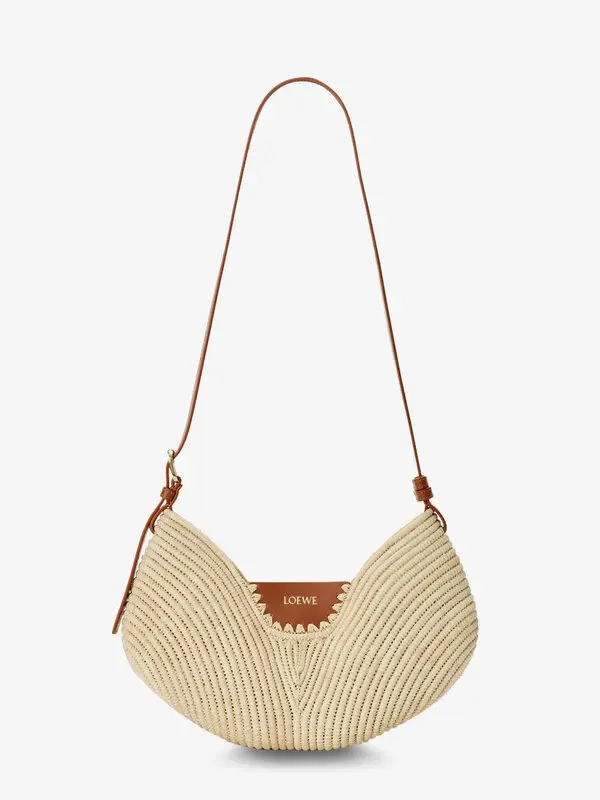 Loewe Paula's Ibizaswing Leather And Raffia Shoulder Bag