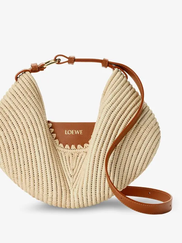 Loewe Paula's Ibizaswing Leather And Raffia Shoulder Bag