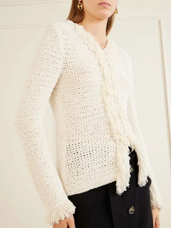Proenza Schouler Textured Jacquard Wool-blend Cardigan - Off-white