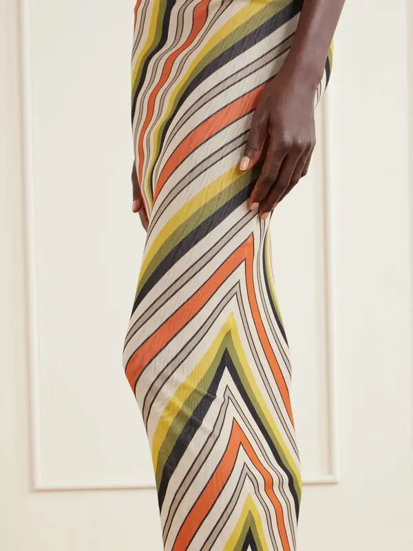 JEAN PAUL GAULTIER Retro Stripe Printed Mesh Maxi Skirt