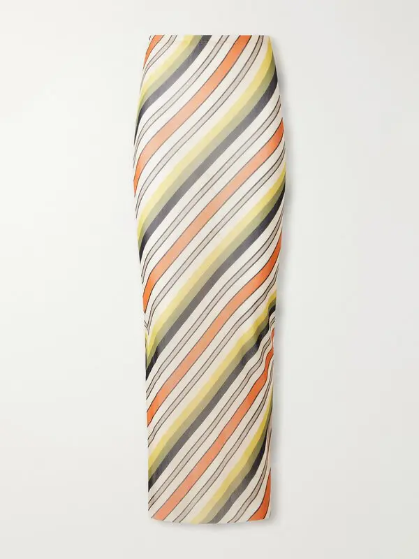 JEAN PAUL GAULTIER Retro Stripe Print Maxi Skirt - Yellow