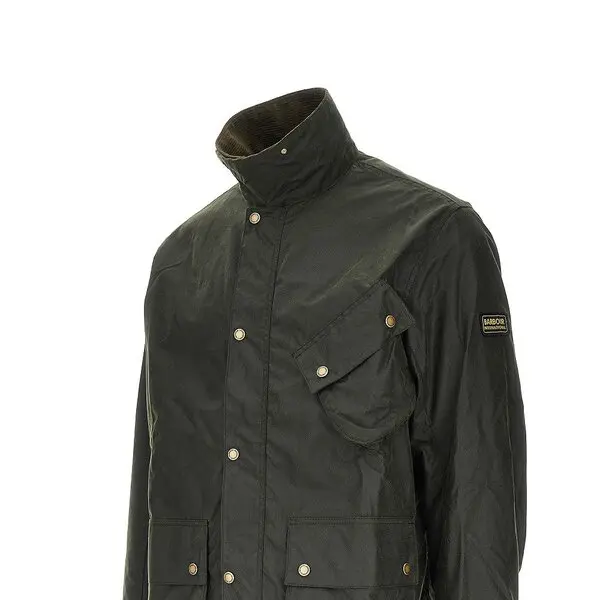 BARBOUR INTERNATIONAL Brake Line Waxed Cotton Jacket With Corduroy Collar