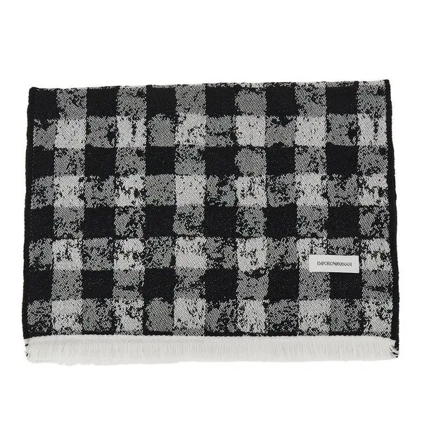 Emporio Armani Knitted Scarf With Check Motif - Black