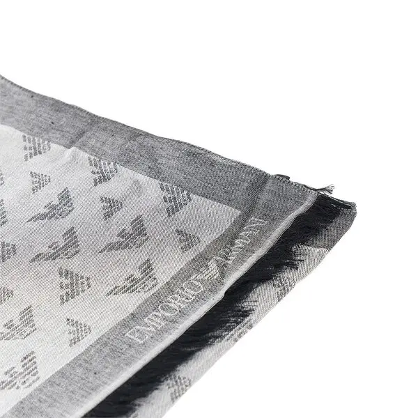 Emporio Armani Viscose-blend Scarf With Eagle Motif - Grey