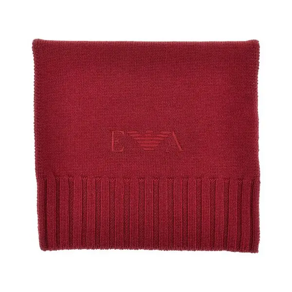 Emporio Armani Wool Scarf With Logo Embroidery - Red