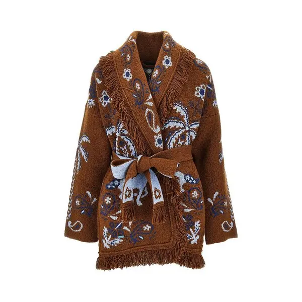 Alanui Island Root Jacquard Wool Cardigan