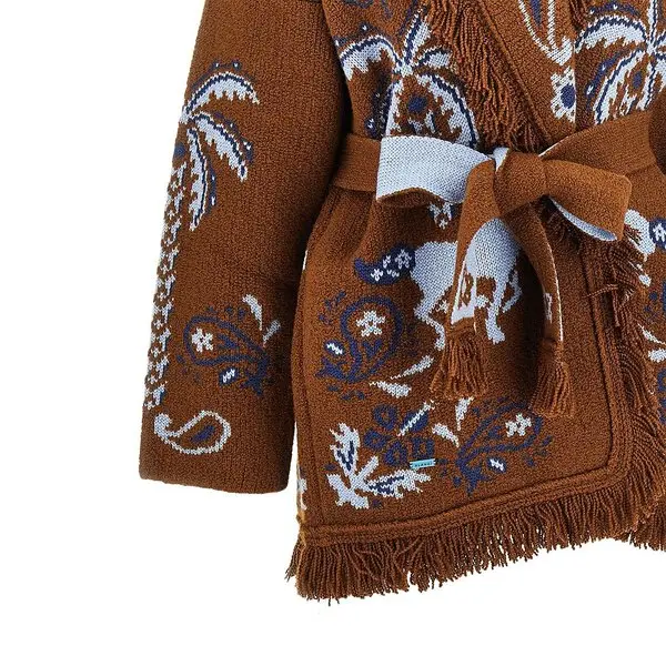 Alanui Island Root Jacquard Wool Cardigan