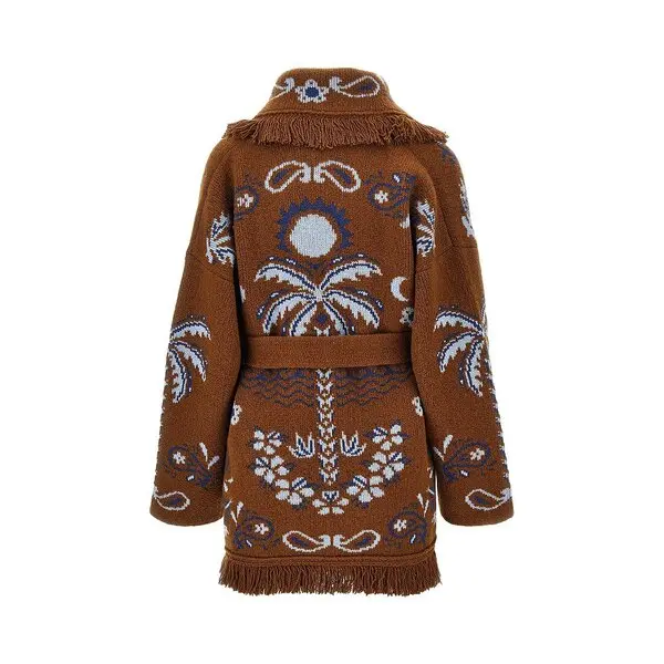 Alanui Island Root Jacquard Wool Cardigan