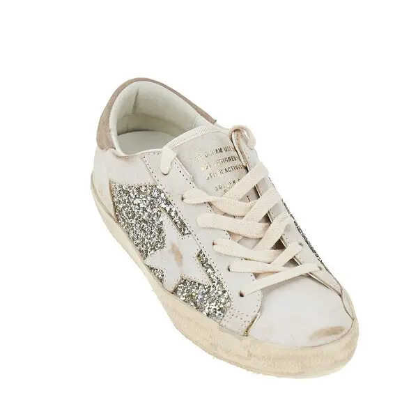 GOLDEN GOOSE Leather Glitter Super-star Sneakers
