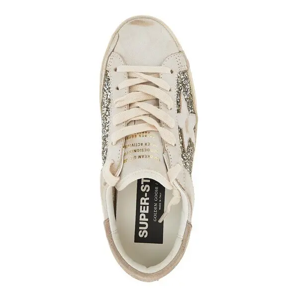 GOLDEN GOOSE Leather Glitter Super-star Sneakers
