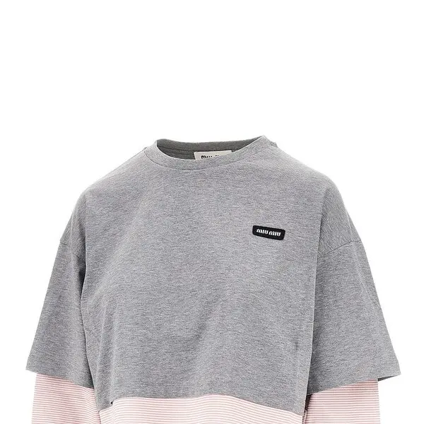 Miu Miu Layering Effect Cropped T-shirt