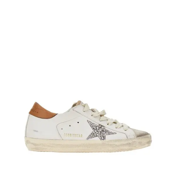 GOLDEN GOOSE Super-star Leather Sneakers With Glitter Star Detail