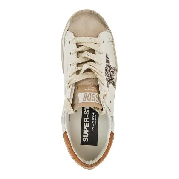GOLDEN GOOSE Super-star Leather Sneakers With Glitter Star Detail