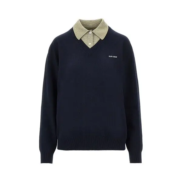 Miu Miu Layering Effect Wool And Cashmere Sweater