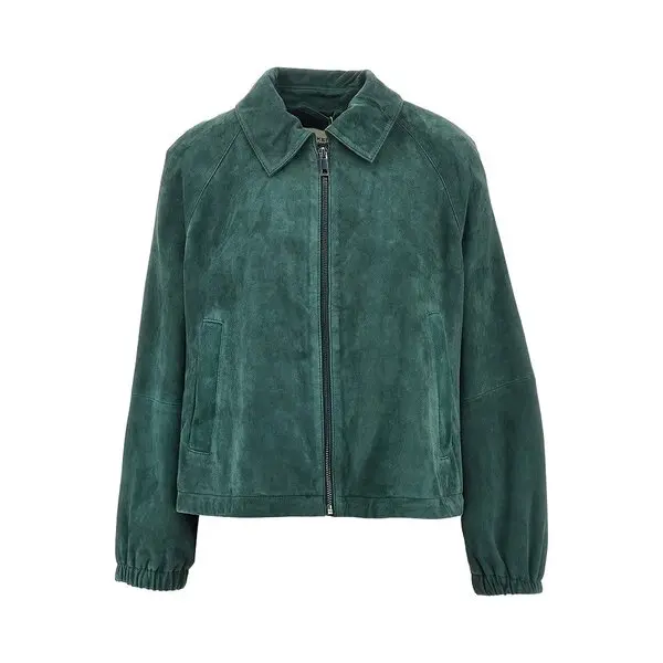 Max Mara Suede Leather Jacket - Green