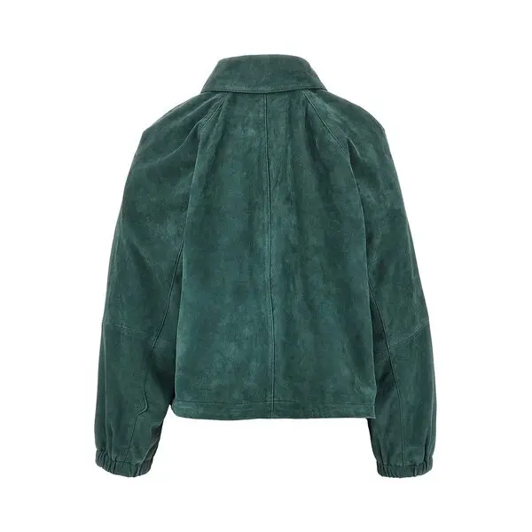 Max Mara Suede Leather Jacket - Green