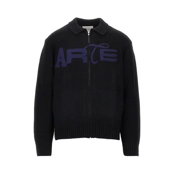 ARTE Knitted Cardigan With Logo Embroidery - Black