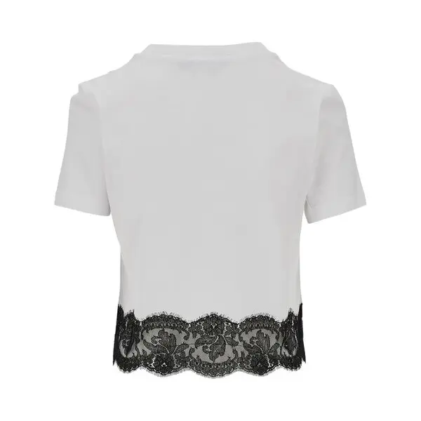Dolce & Gabbana Cropped T-shirt With Lace Trimming