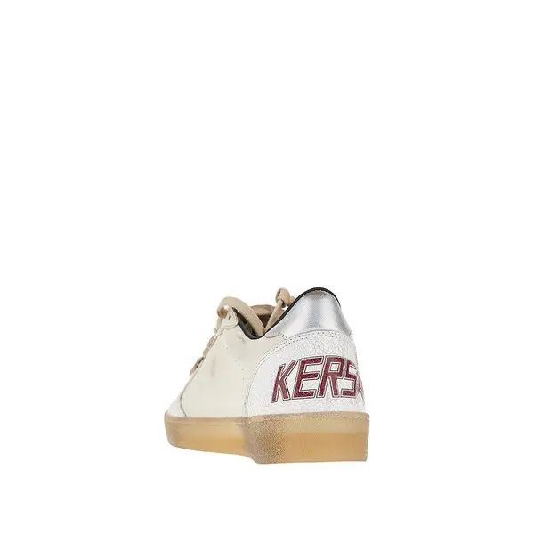 GOLDEN GOOSE Ballstar Leather Sneakers With Distressed Effect And Suede Star Patch