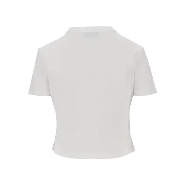 Miu Miu Logo Patch Cropped T-shirt