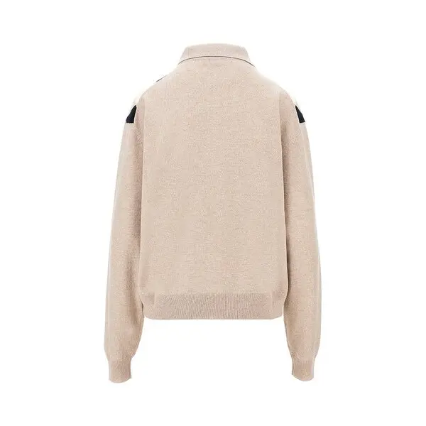 Miu Miu Argyle Cashmere Polo Sweater - Beige