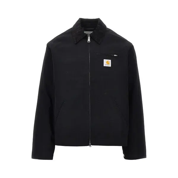 Carhartt Work In Progress Detroit Canvas Jacket With Corduroy Collar - Black