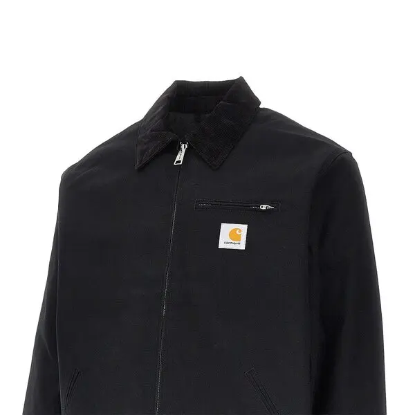 Carhartt Work In Progress Detroit Canvas Jacket With Corduroy Collar - Black