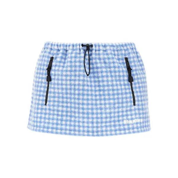 Miu Miu Check Fleece Mini Skirt - Blue