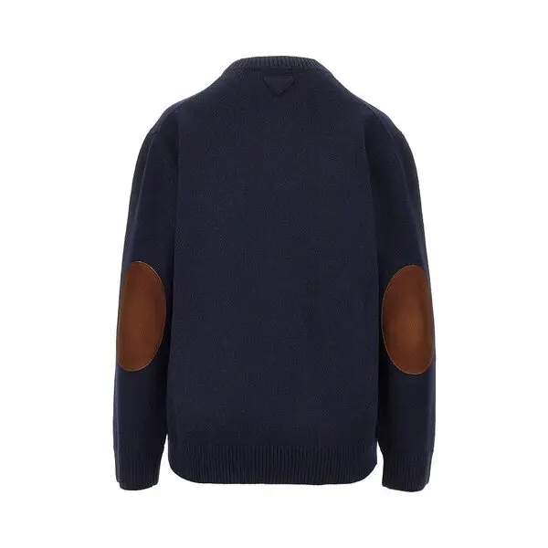 Prada Wool Sweater With Suede Elbow Patches