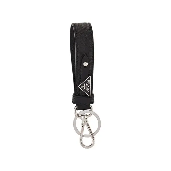 Prada Saffiano Leather Key Holder With Metal Logo Detail