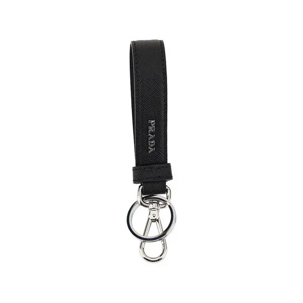 Prada Saffiano Leather Key Holder With Metal Logo Detail