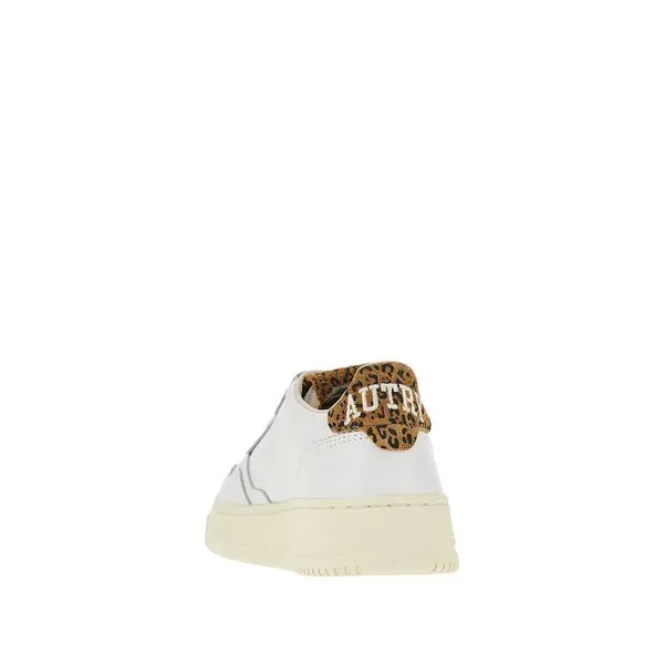 AUTRY Medalist Low Top Sneakers With Leopard Print Accents - White