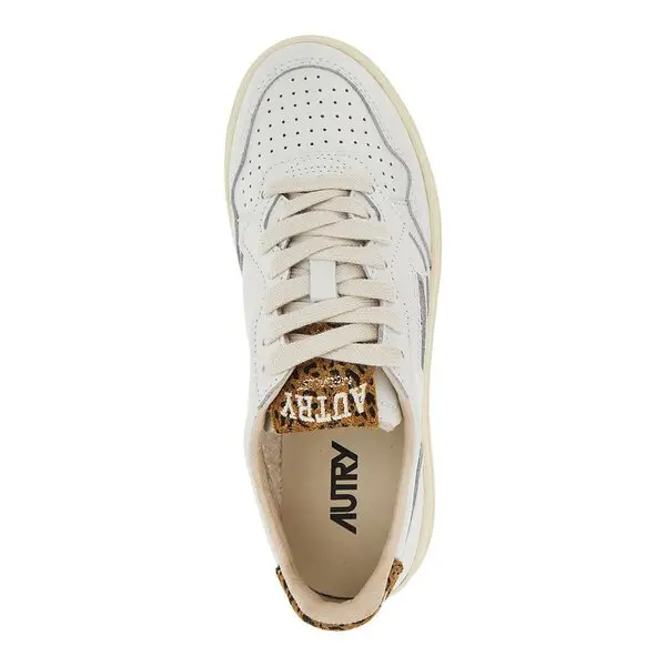 AUTRY Medalist Low Top Sneakers With Leopard Print Accents - White