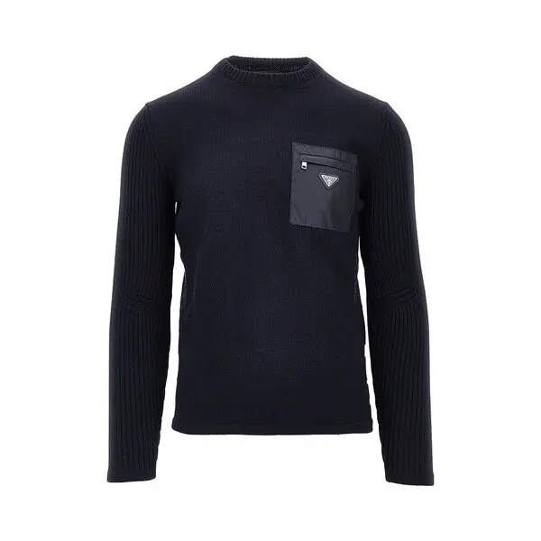Prada Virgin Wool Sweater With Re-nylon Pocket